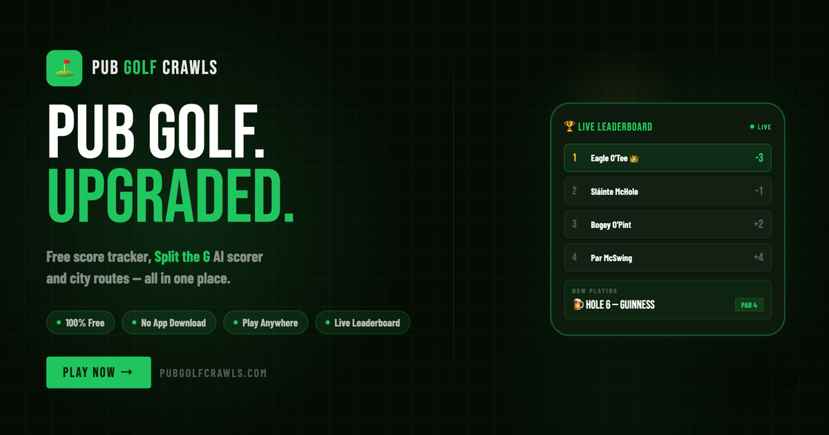 Pub Golf — Free Score Tracker, Rules & Course Builder